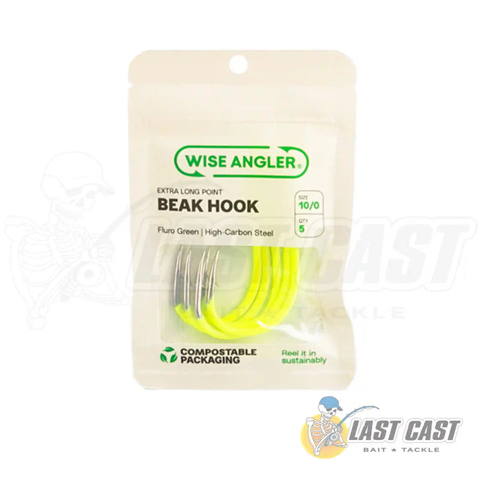 WISE ANGLER - BEAK HOOK WITH EXTRA LONG POINT IN FLUORESCENT GREEN ...