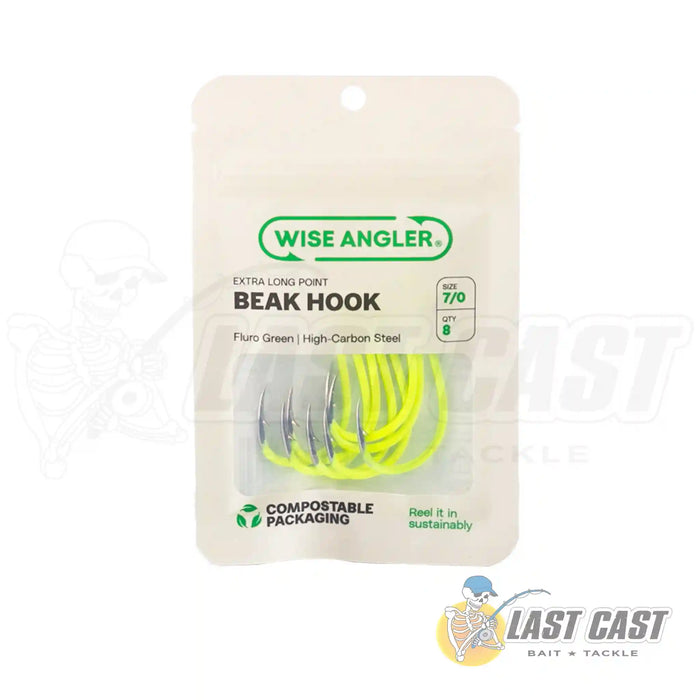 WISE ANGLER - BEAK HOOK WITH EXTRA LONG POINT IN FLUORESCENT GREEN ...